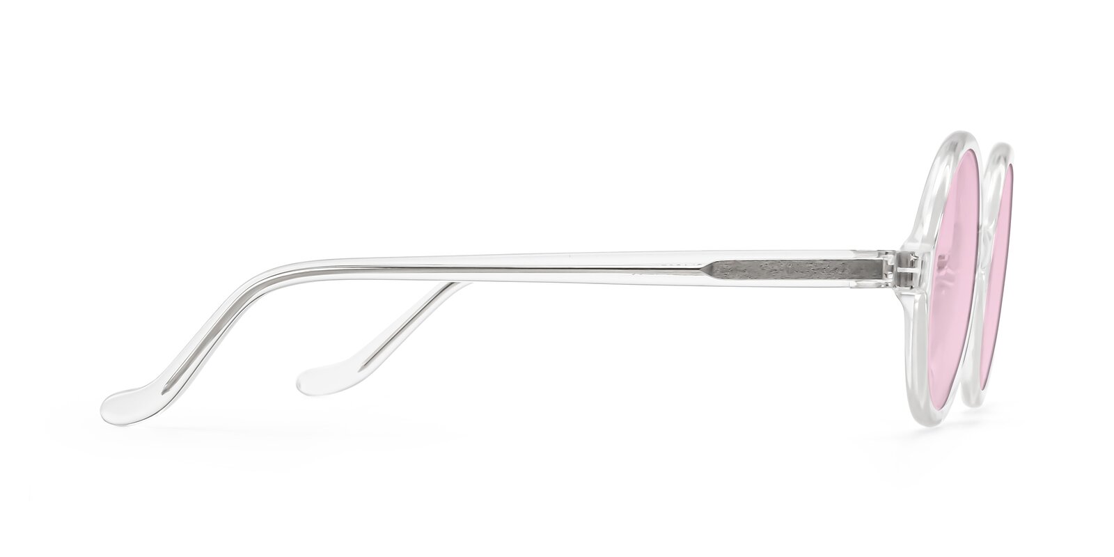 Clear Narrow Retro-Vintage Round Tinted Sunglasses with Light Pink ...