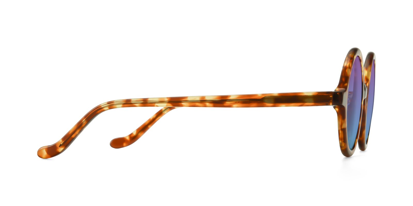 Tortoise Narrow Retro-Vintage Round Gradient Sunglasses with Purple ...