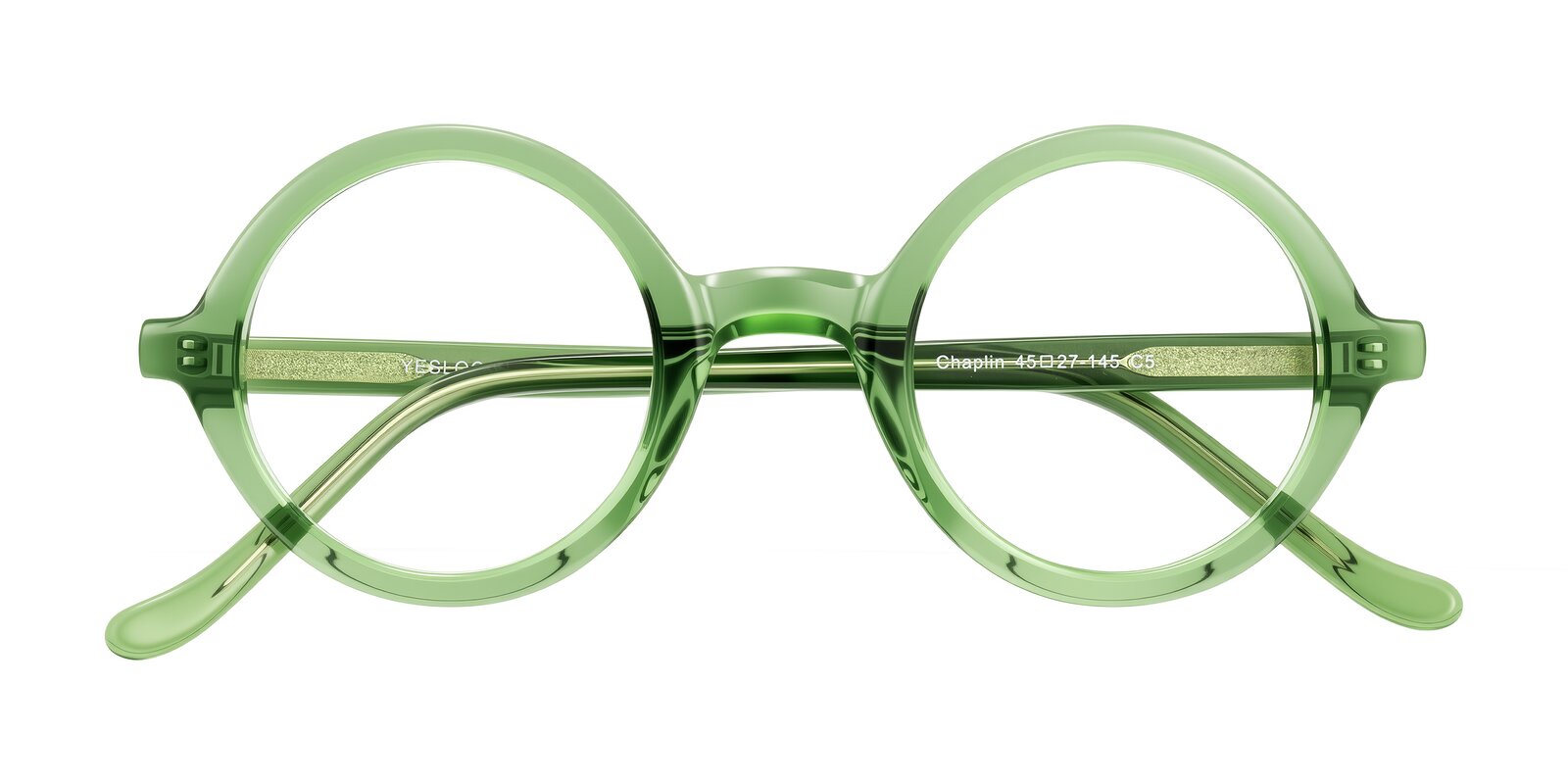 Green Narrow Retro-Vintage Round Eyeglasses - Chaplin