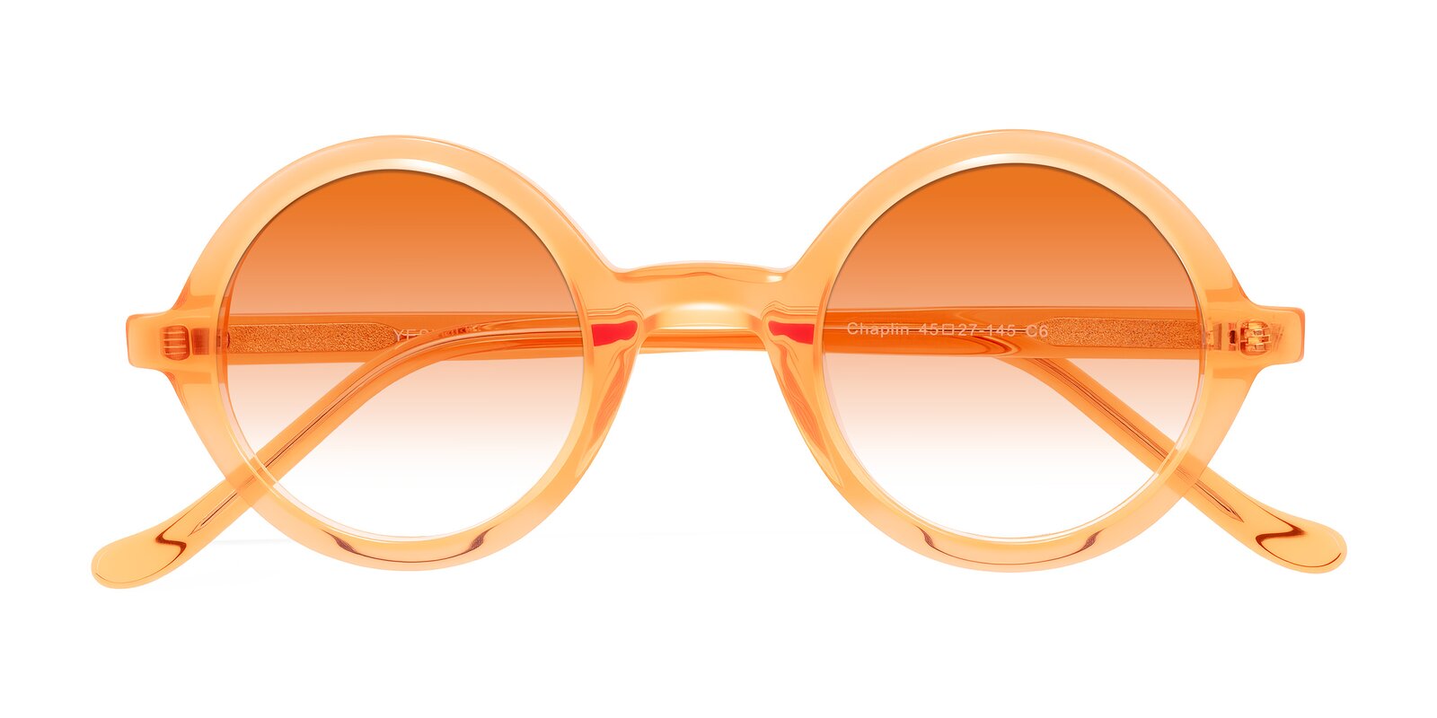 Orange Narrow Retro-Vintage Round Gradient Sunglasses with Orange ...