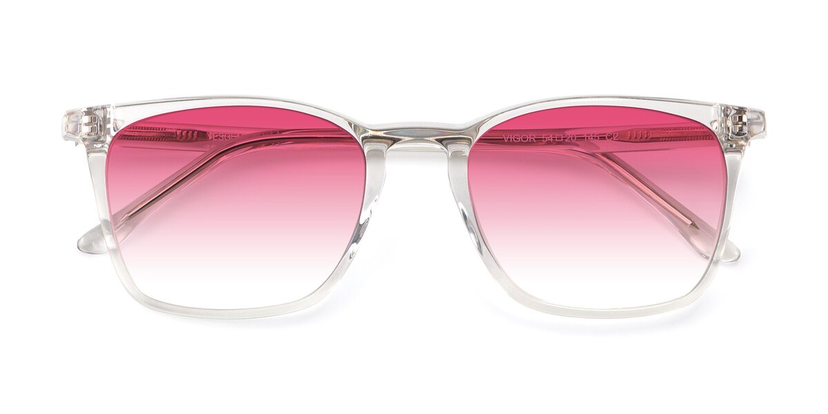 Caramel Classic Acetate Rectangle Gradient Sunglasses with Pink Sunwear ...