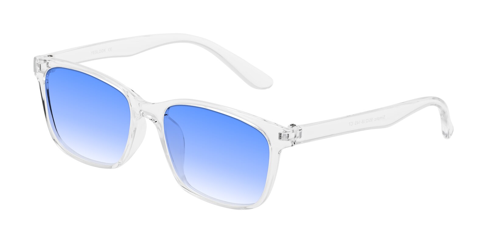 Clear Low Bridge Fit TR90 Trapezoid Gradient Sunglasses with Blue ...