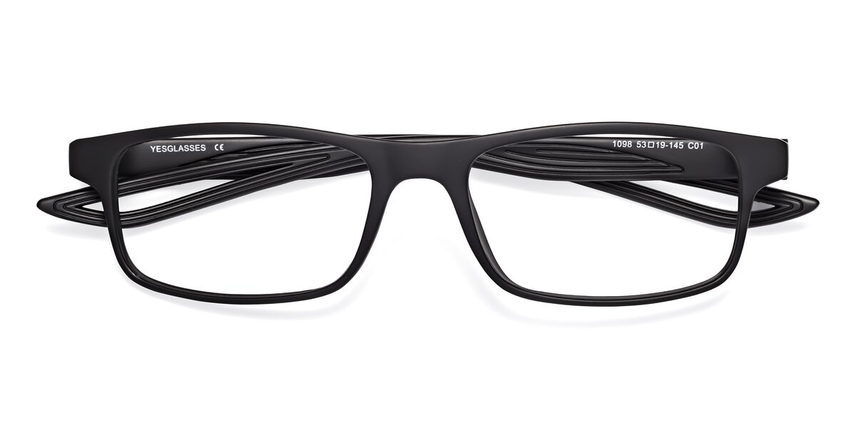 Matte Black-Gray Wrap Around TR90 Rectangle Eyeglasses - Engineer