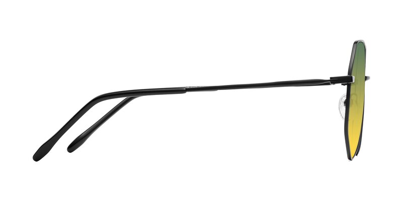 Black Hipster Aviator Geometric Gradient Sunglasses with Green / Yellow ...