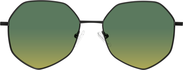 Black Hipster Aviator Geometric Gradient Sunglasses with Green / Yellow ...