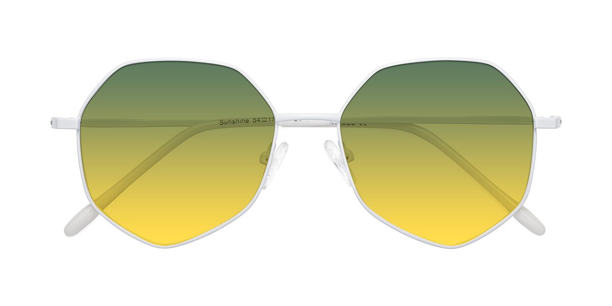 Milk Hipster Aviator Geometric Gradient Sunglasses with Green / Yellow ...
