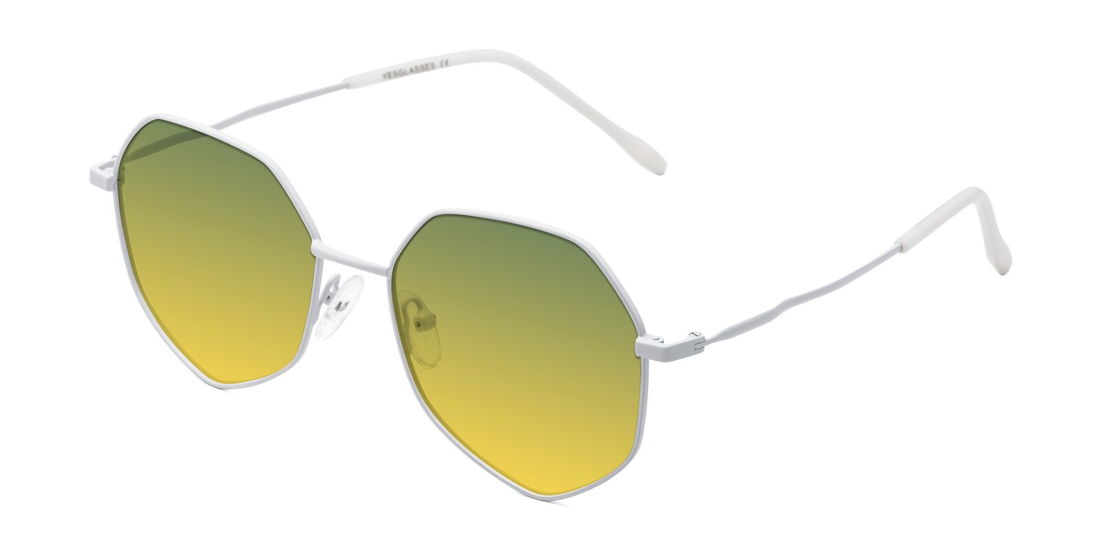 Milk Hipster Aviator Geometric Gradient Sunglasses with Green / Yellow ...