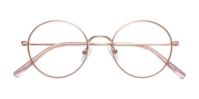 Rose Gold Oversized Metal Round Eyeglasses - Cosmos