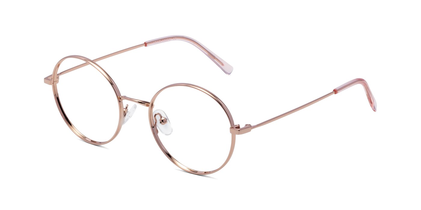 Rose Gold Retro-Vintage Metal Round Eyeglasses - Moore