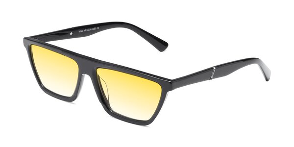 Black Geek-Chic Shield Geometric Gradient Sunglasses with Yellow ...