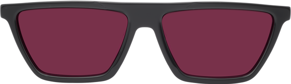 Black Geek-Chic Shield Geometric Gradient Sunglasses with Wine Sunwear ...