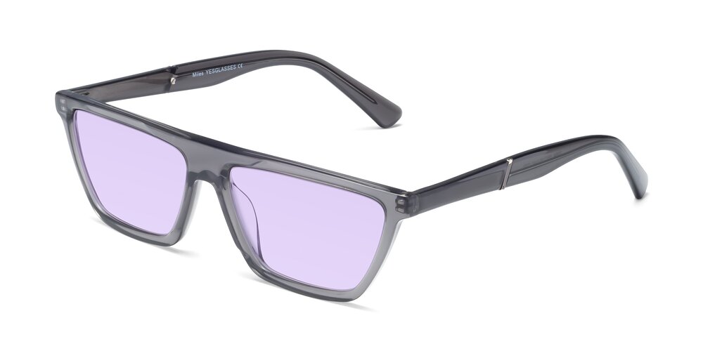 Translucent Gray Geek-Chic Shield Geometric Tinted Sunglasses with ...