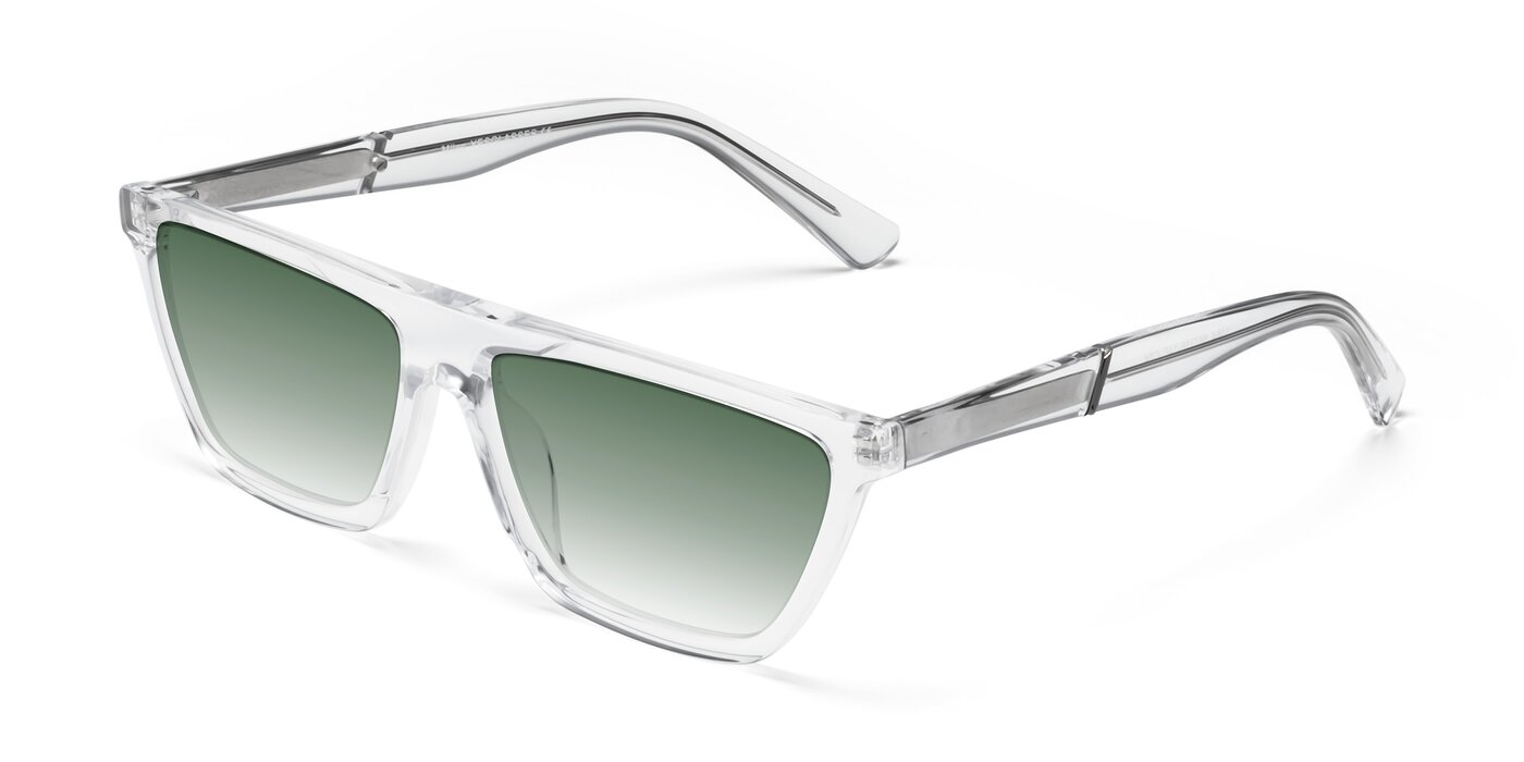 Clear Geek-Chic Shield Geometric Gradient Sunglasses with Green Sunwear ...