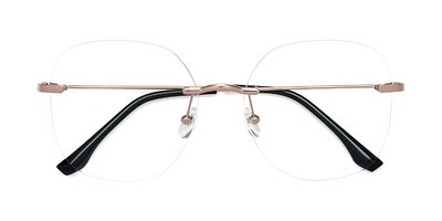Black Geometric Aviator Rimless Blue Light Glasses - Denzel
