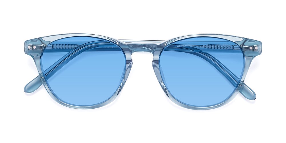 Light Blue Retro-Vintage Classic Acetate Tinted Sunglasses with Medium ...