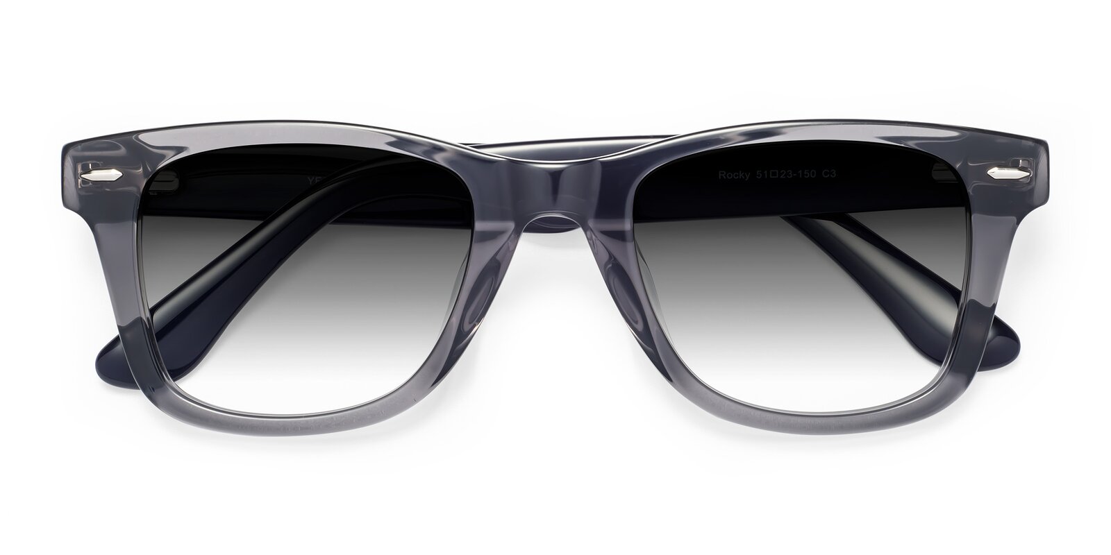 Gray/Dark Blue Medium Thick Trapezoid Gradient Sunglasses with Gray ...