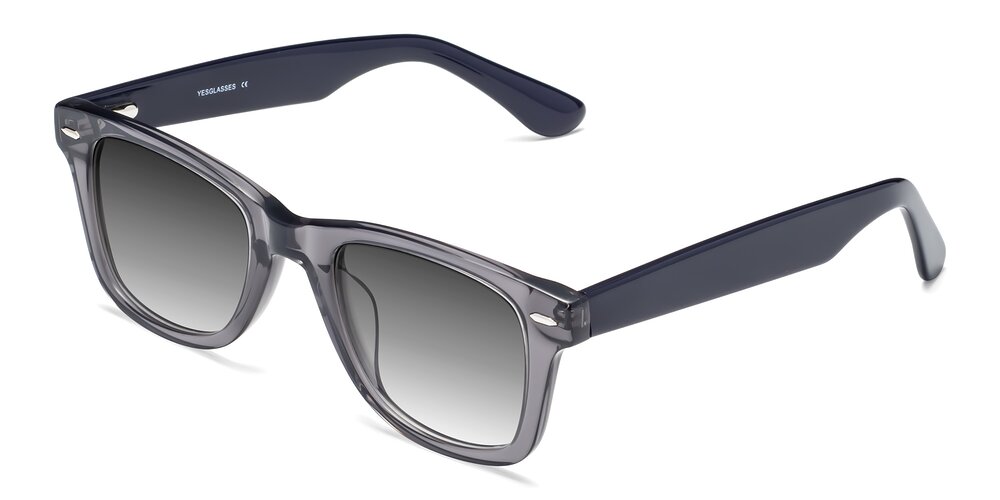 Gray/Dark Blue Medium Thick Trapezoid Gradient Sunglasses with Gray ...
