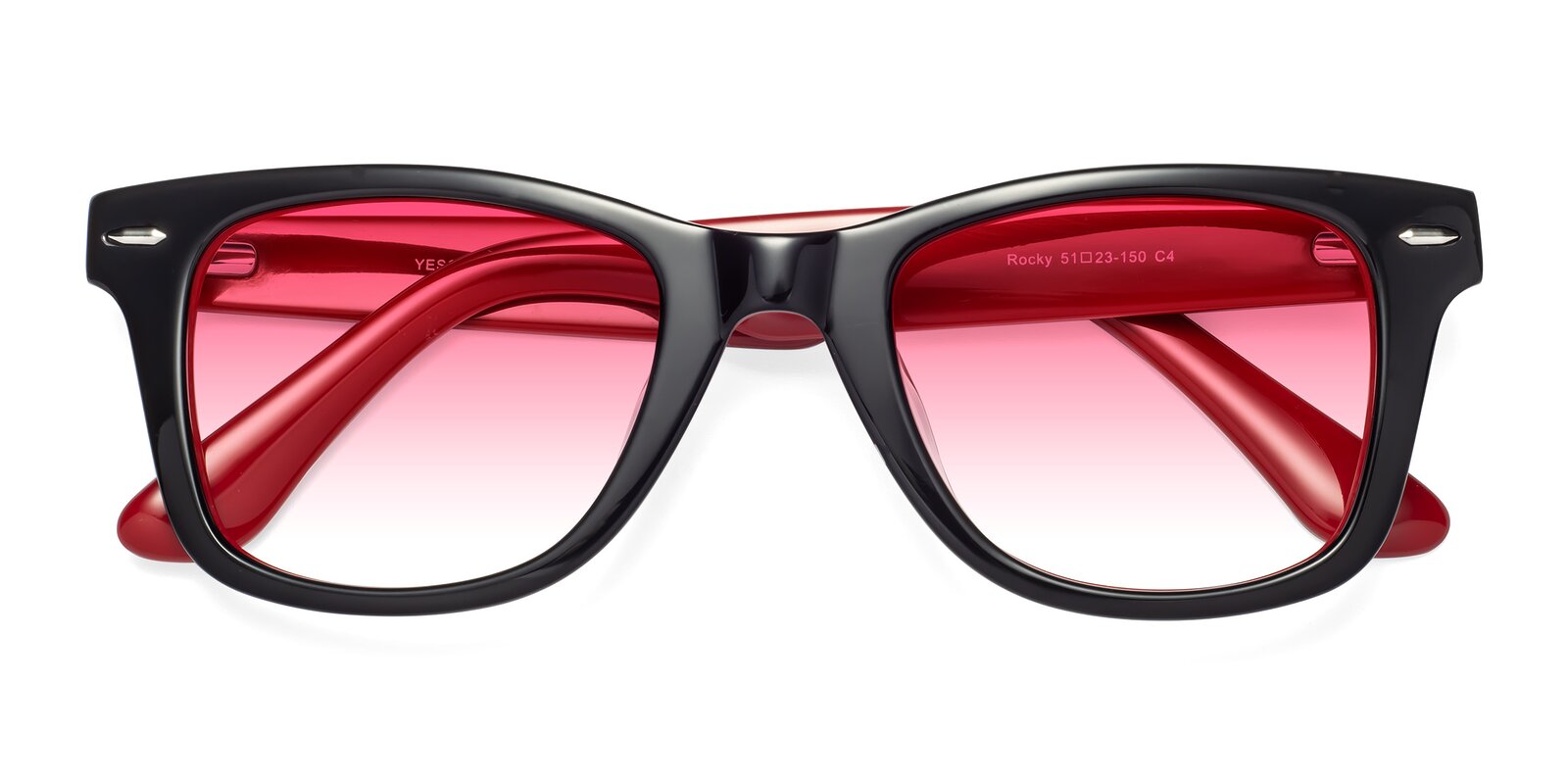 Black/Wine Medium Thick Trapezoid Gradient Sunglasses with Pink Sunwear ...