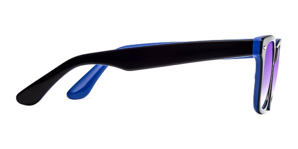 Black/Blue Medium Thick Trapezoid Gradient Sunglasses with Purple ...