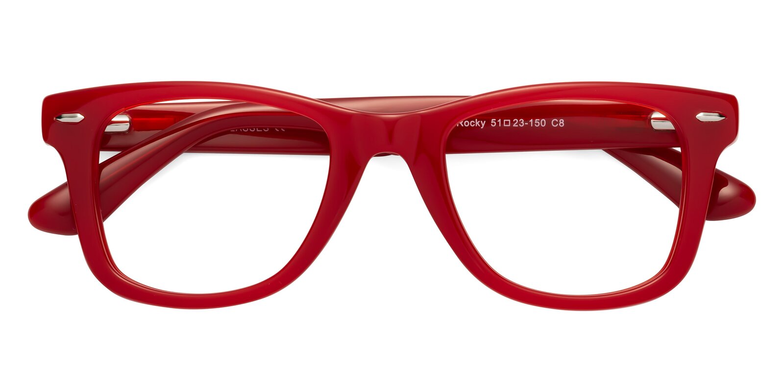Red Medium Thick Trapezoid Eyeglasses - Rocky