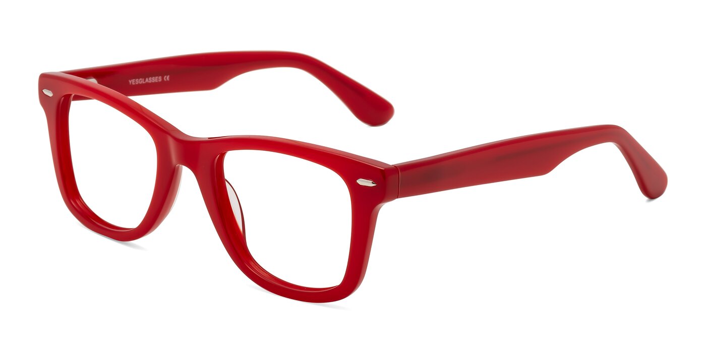 Red Medium Thick Trapezoid Eyeglasses - Rocky