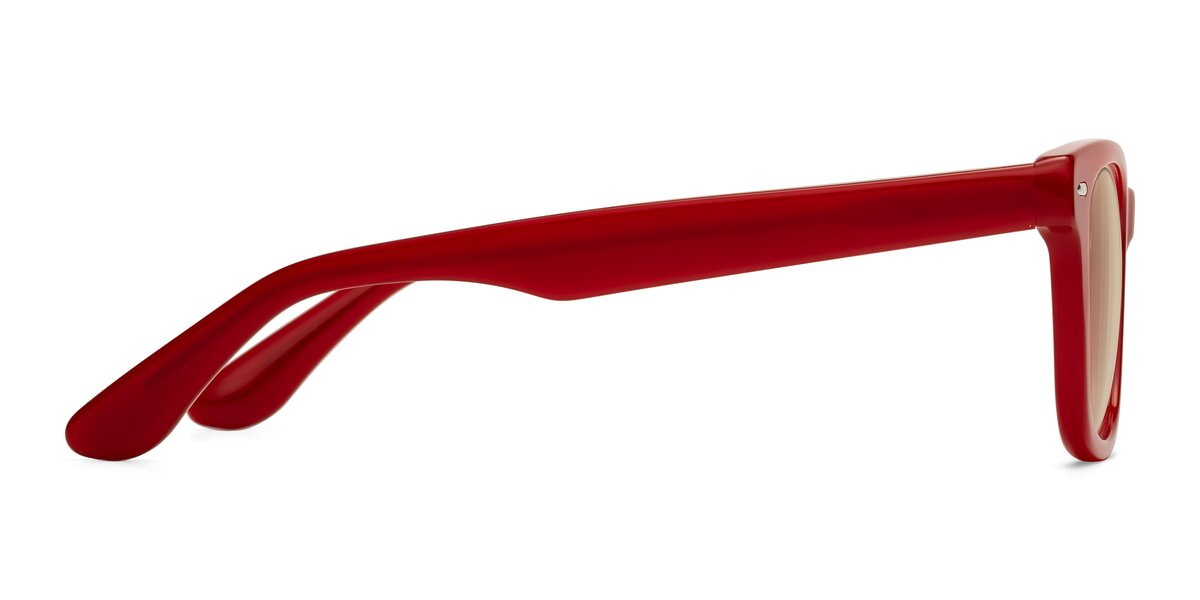 Red Medium Thick Trapezoid Tinted Sunglasses with Light Brown Sunwear ...