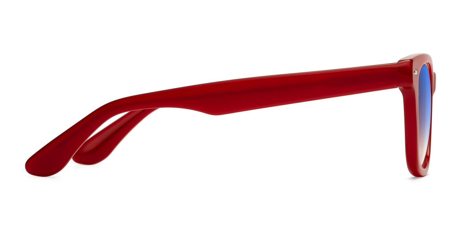 Red Medium Thick Trapezoid Gradient Sunglasses with Blue Sunwear Lenses ...
