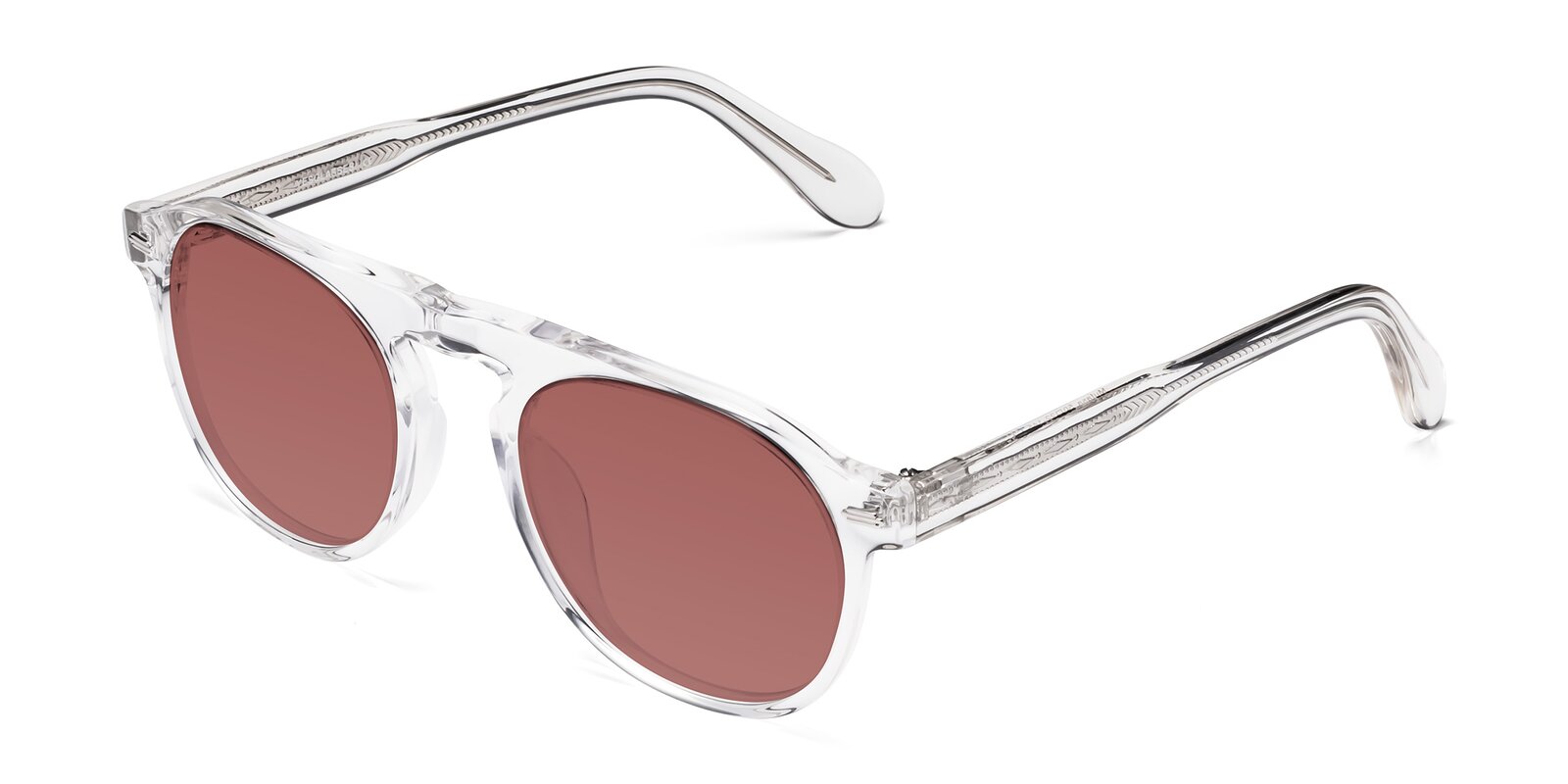 Clear Browline Grandpa Round Tinted Sunglasses with Garnet Sunwear ...