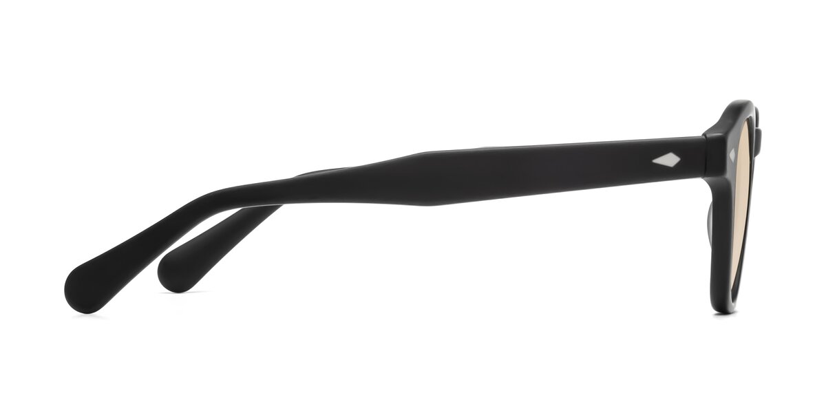 Matte Black Keyhole Bridge Acetate Trapezoid Tinted Sunglasses with ...