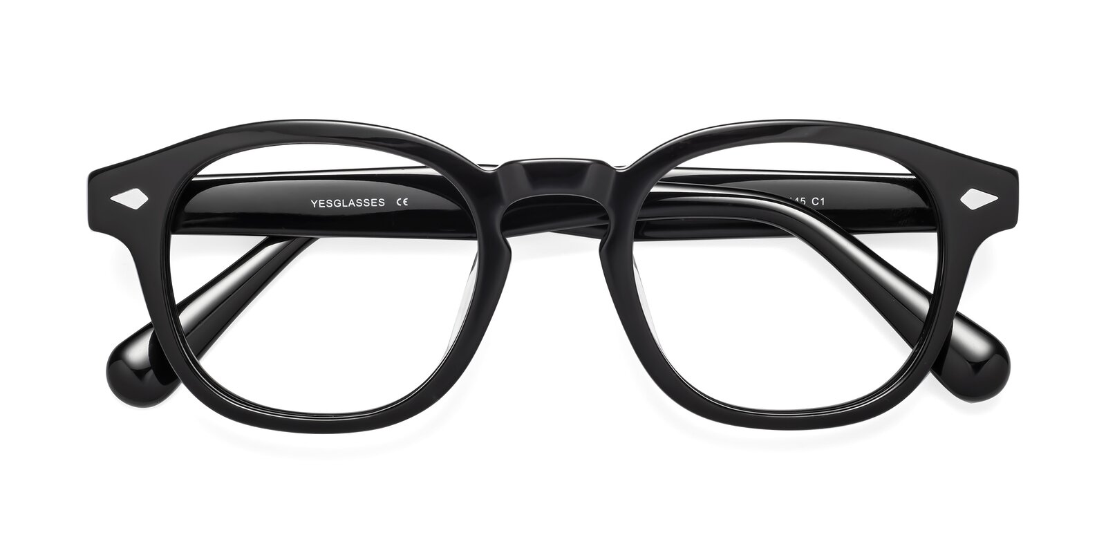 Black Keyhole Bridge Acetate Trapezoid Eyeglasses - WALL-E