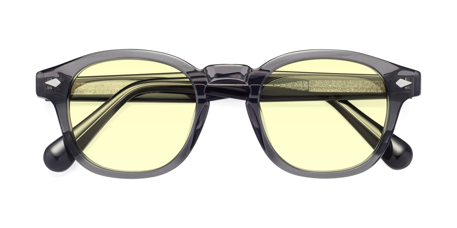 Translucent Gray Keyhole Bridge Acetate Trapezoid Tinted Sunglasses ...