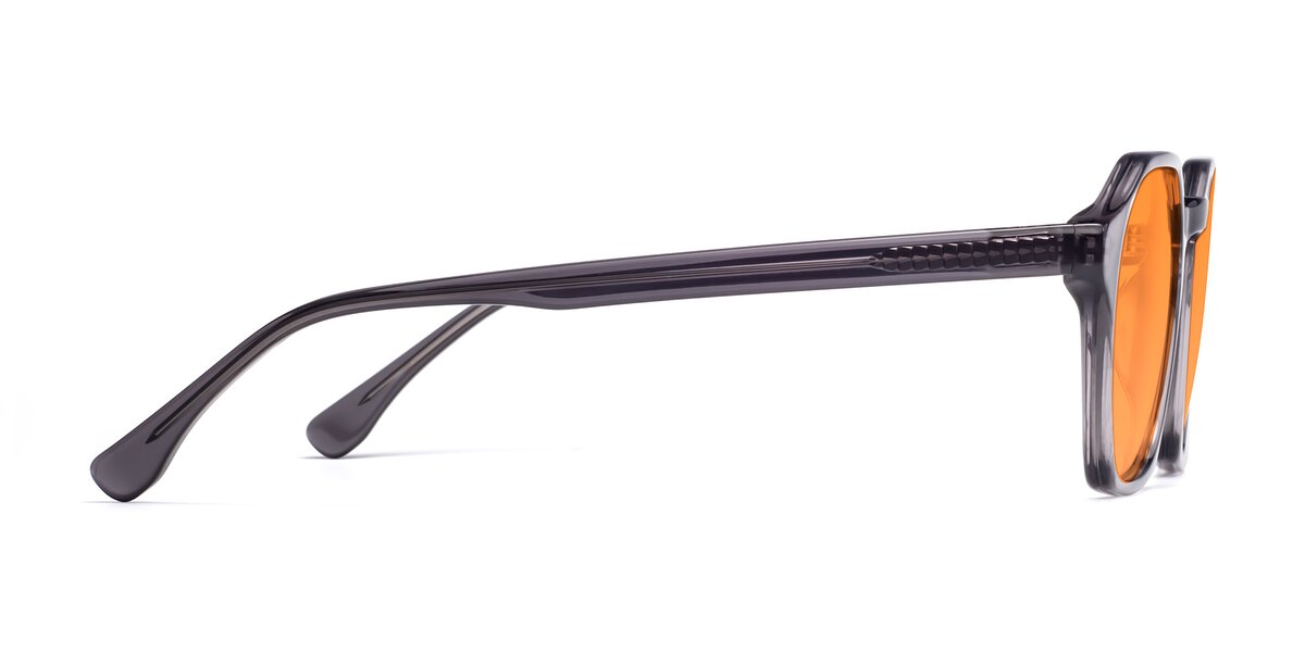 Translucent Gray Retro-Vintage Geometric Full-Rim Tinted Sunglasses ...