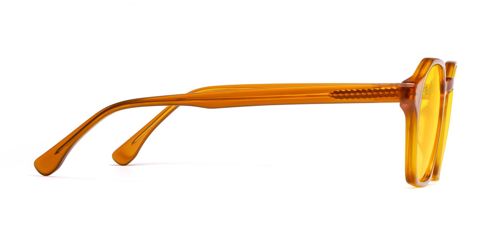 Brown Retro-Vintage Geometric Full-Rim Tinted Sunglasses with Yellow ...