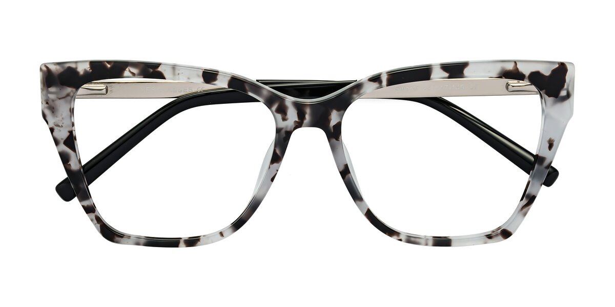 White Tortoise Medium Oversized Butterfly Eyeglasses - Swartz