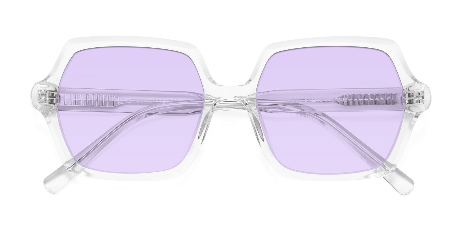 Clear Hipster Geometric Full Rim Tinted Sunglasses With Light Purple Sunwear Lenses Melanie