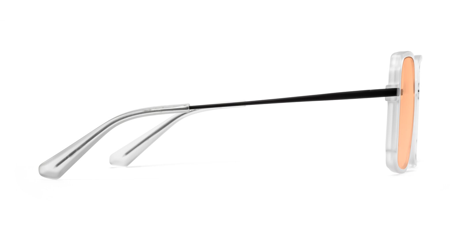 White Oversized Lightweight Square Tinted Sunglasses with Light Orange ...