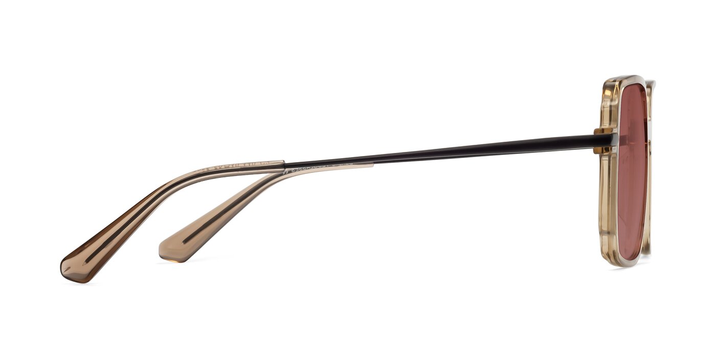 Amber Oversized Lightweight Square Tinted Sunglasses with Garnet ...