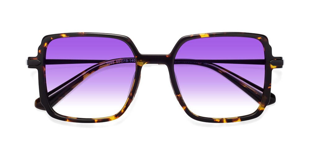 Tortoise Oversized Lightweight Square Gradient Sunglasses with Purple ...