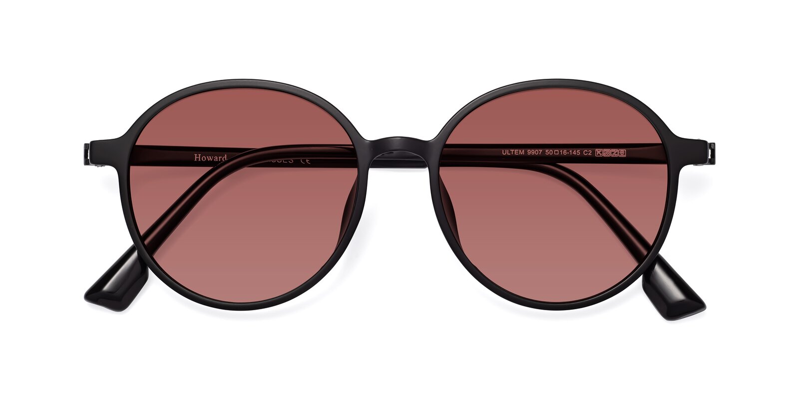 Matte Black Flexible Ultem Round Tinted Sunglasses with Garnet Sunwear ...