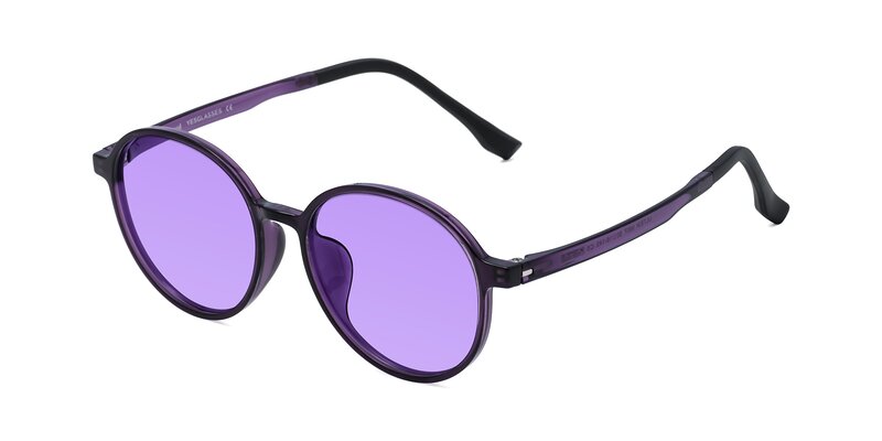 Purple Flexible Ultem Round Tinted Sunglasses with Medium Purple ...