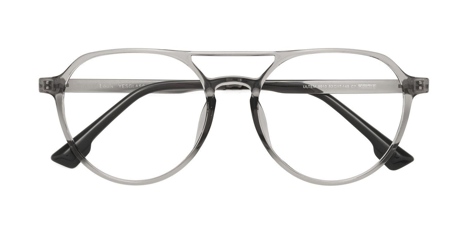 Light Gray Double Bridge Low Bridge Fit Ultem Eyeglasses - Louis