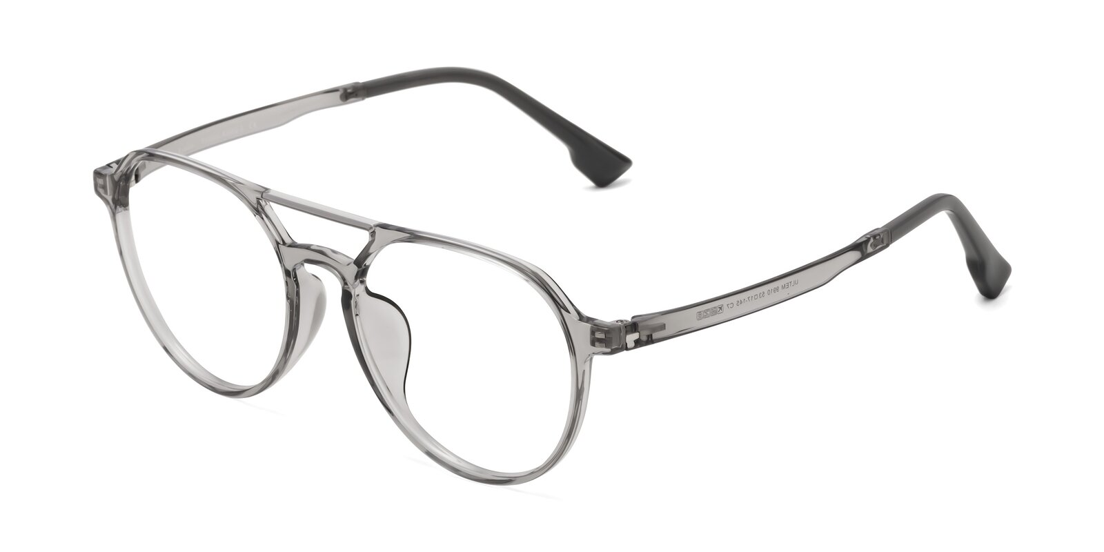 Light Gray Double Bridge Low Bridge Fit Ultem Eyeglasses - Louis