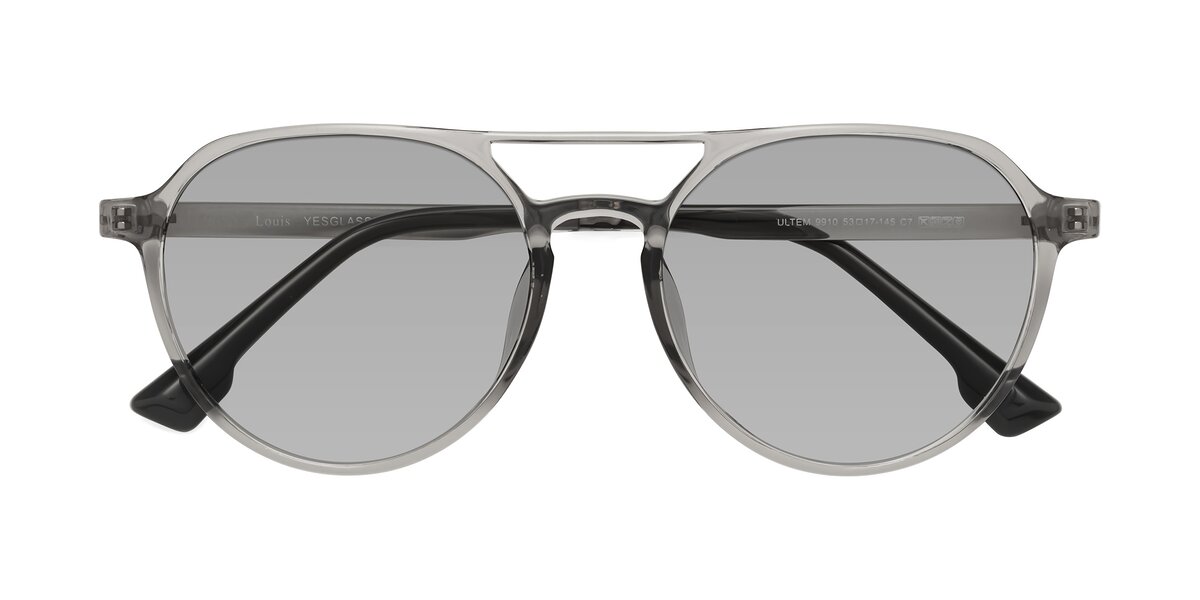 Light Gray Double Bridge Low Bridge Fit Ultem Tinted Sunglasses with ...
