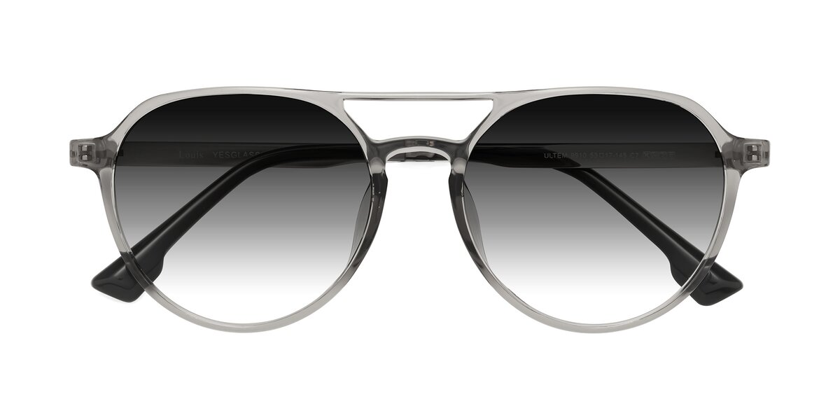 Light Gray Double Bridge Low Bridge Fit Ultem Gradient Sunglasses with ...
