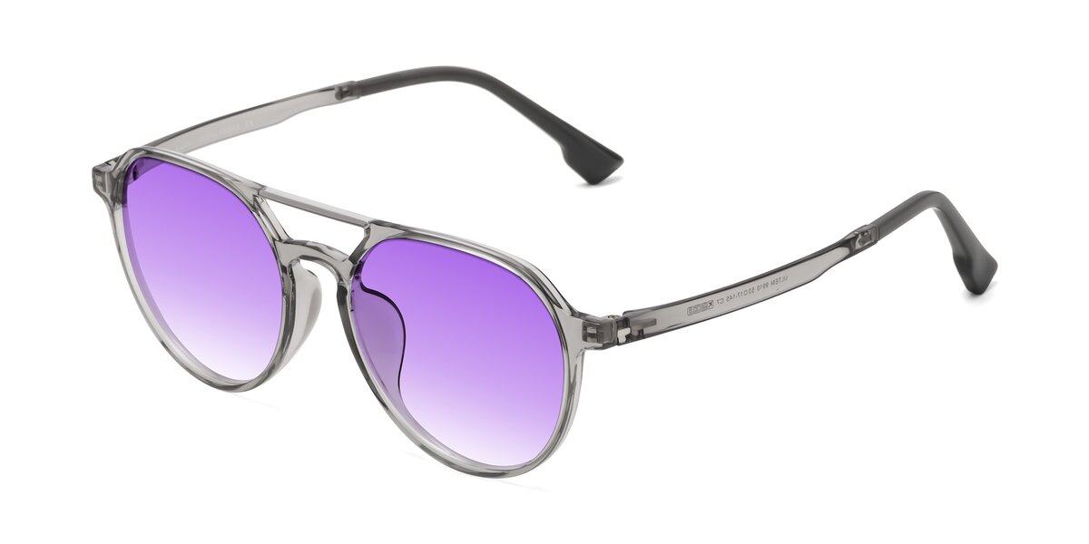 Light Gray Double Bridge Low Bridge Fit Ultem Gradient Sunglasses with ...