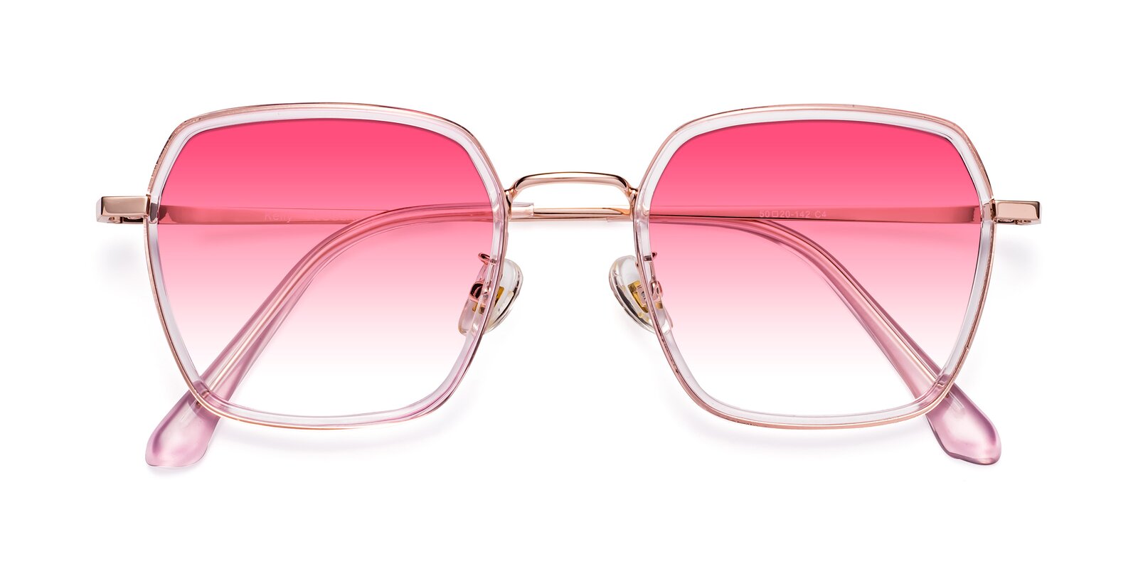 Pink/Rose Gold Oversized TR90 Square Gradient Sunglasses with Pink ...