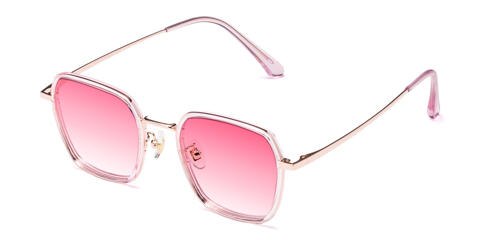 Pink/Rose Gold Oversized TR90 Square Gradient Sunglasses with Pink ...