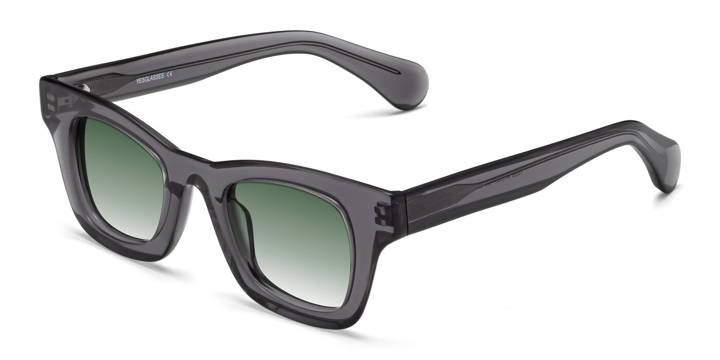 Gray Thick Acetate Trapezoid Gradient Sunglasses with Green Sunwear ...