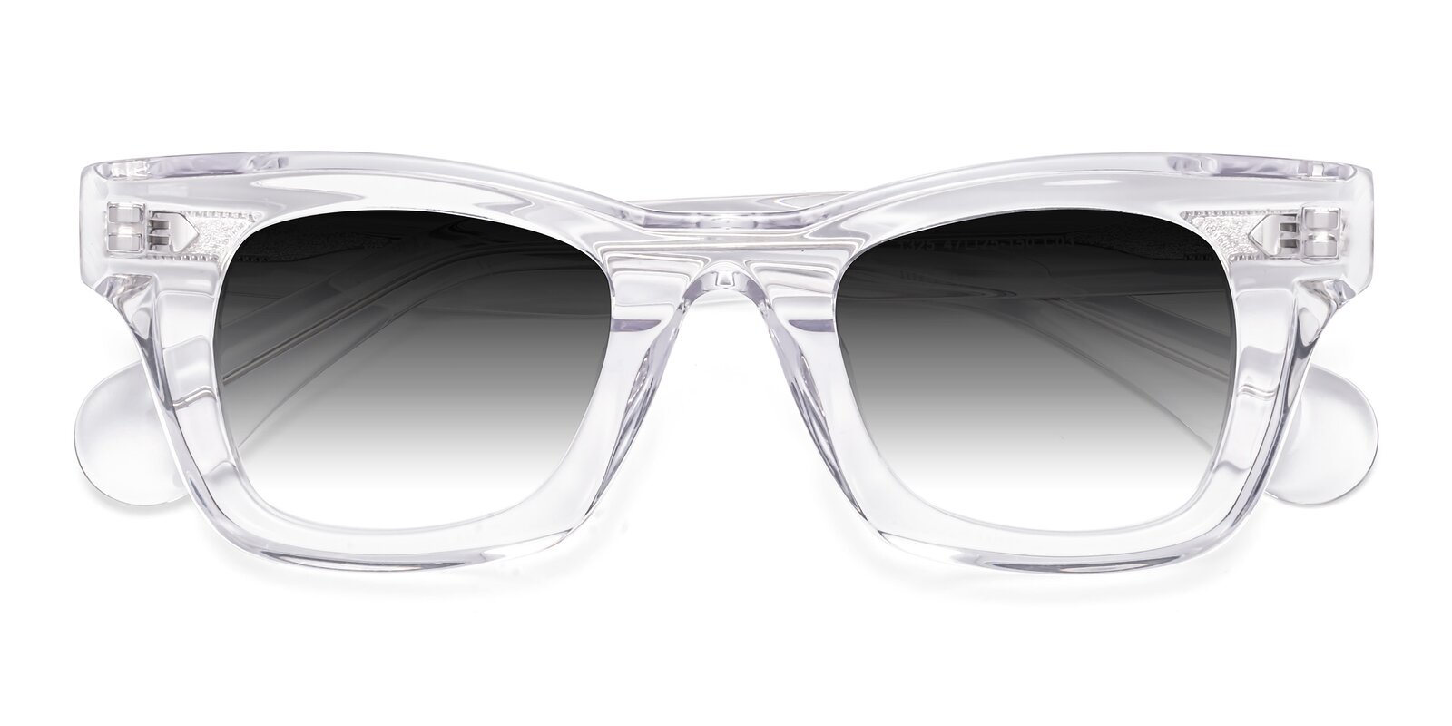 Clear Thick Acetate Trapezoid Gradient Sunglasses with Gray Sunwear ...