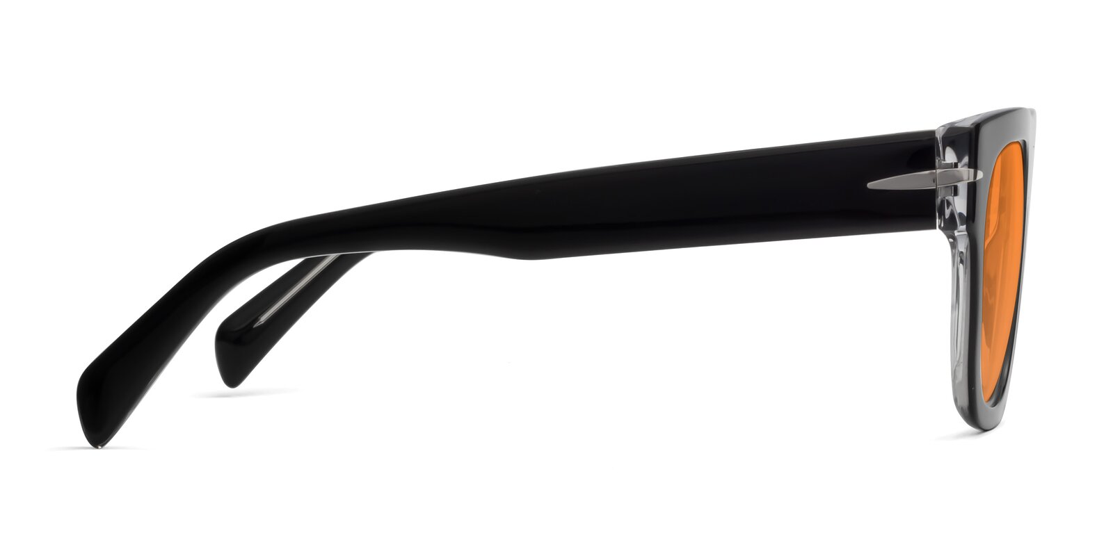 Black/Clear Thick Oversized Square Tinted Sunglasses with Orange ...